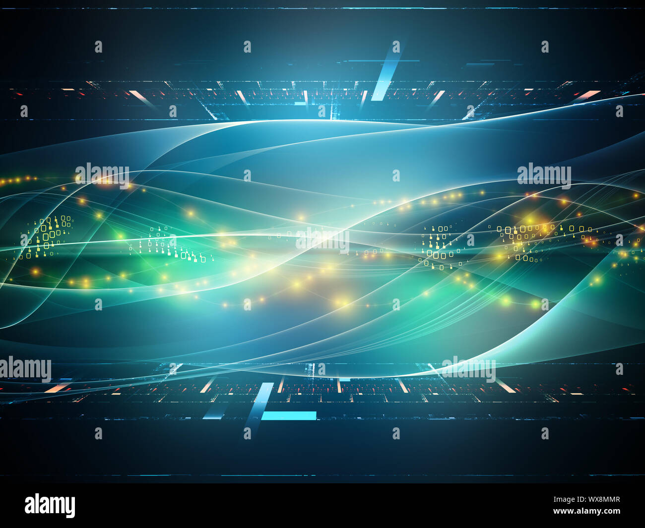 Creative arrangement of abstract sine waves and design elements as a ...