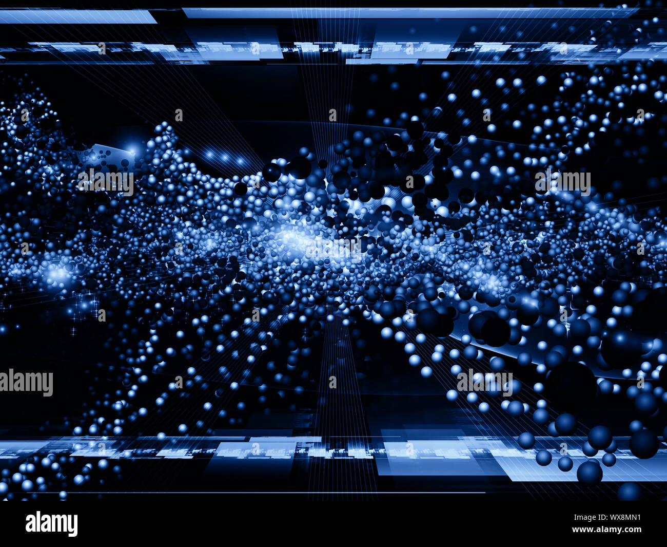 Composition of atomic particles in space with metaphorical relationship ...