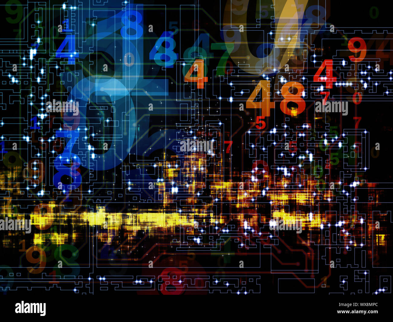 Composition of numbers on the subject of modern computing, digital ...
