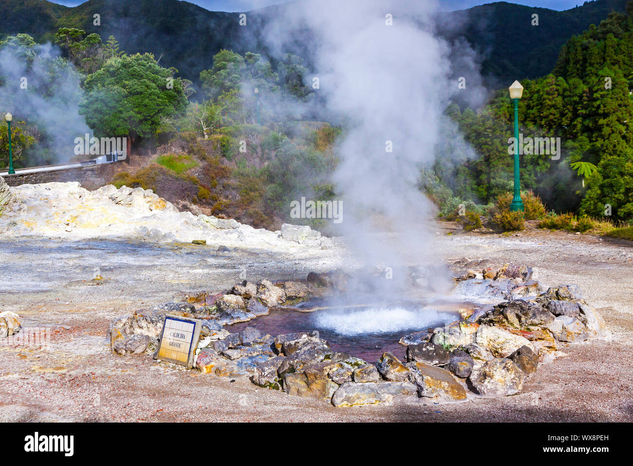 Hot thermal springs in Furnas village, Sao Miguel island, Azores ...