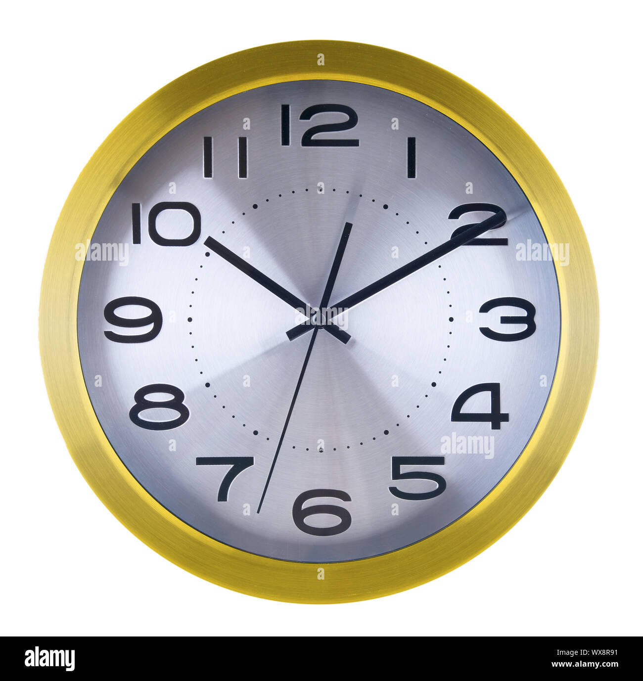 Wall clock isolated on white background. Ten past ten Stock Photo - Alamy