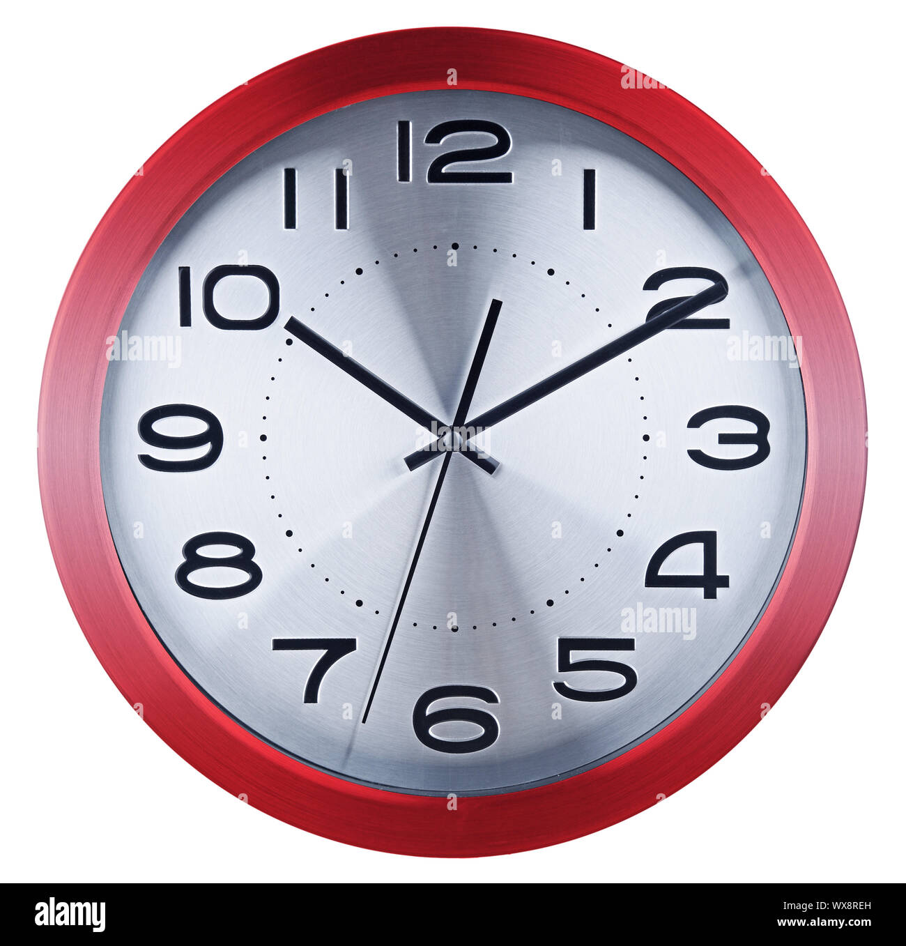Wall clock isolated on white background. Ten past ten Stock Photo - Alamy