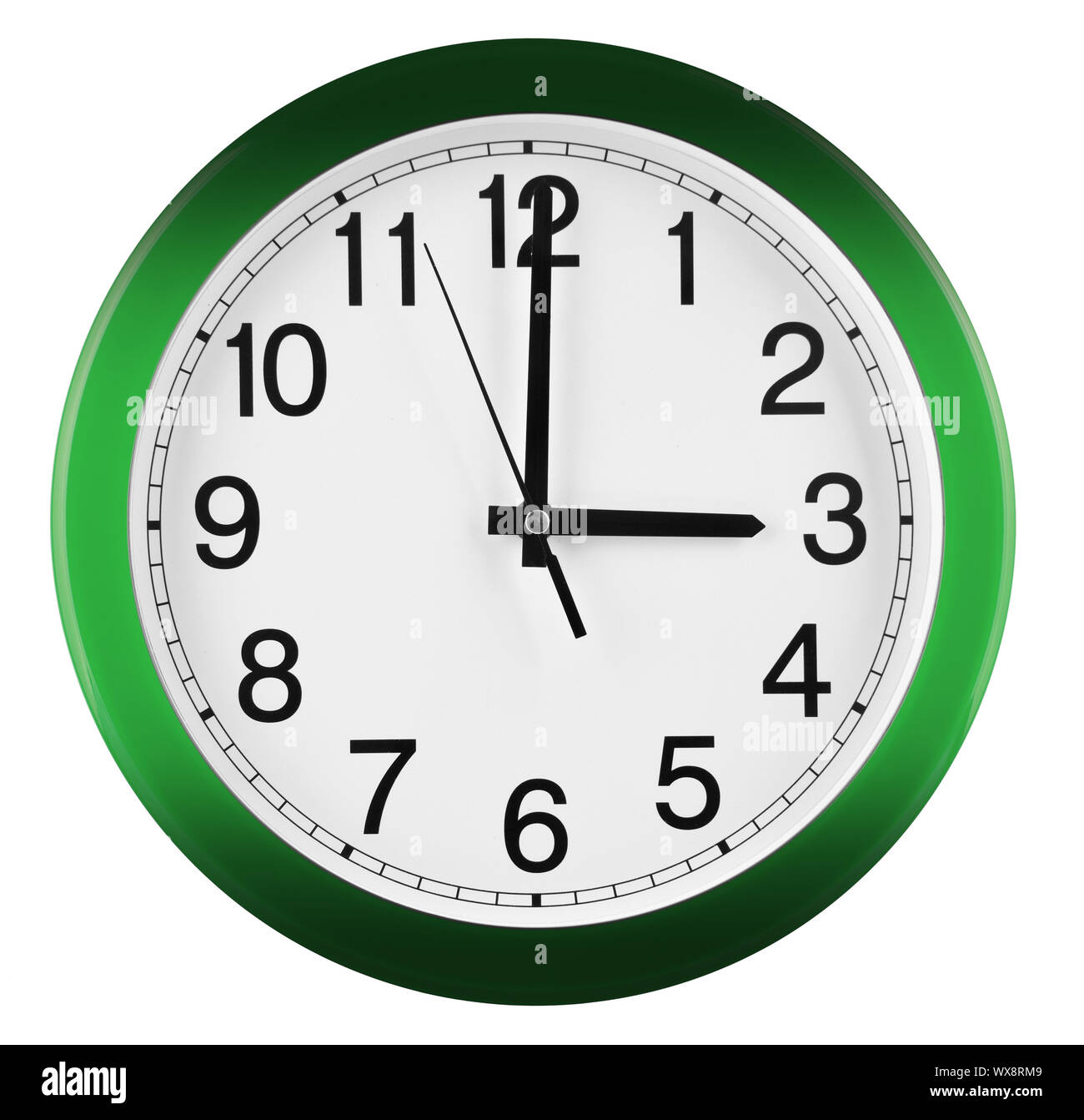 Wall clock isolated on white background. Three oclock Stock Photo - Alamy