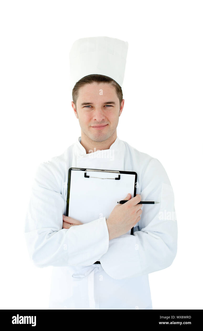 Cook holding a pen Stock Photo - Alamy