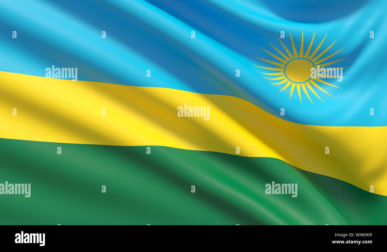 Flag of Rwanda. Waved highly detailed fabric texture Stock Photo - Alamy