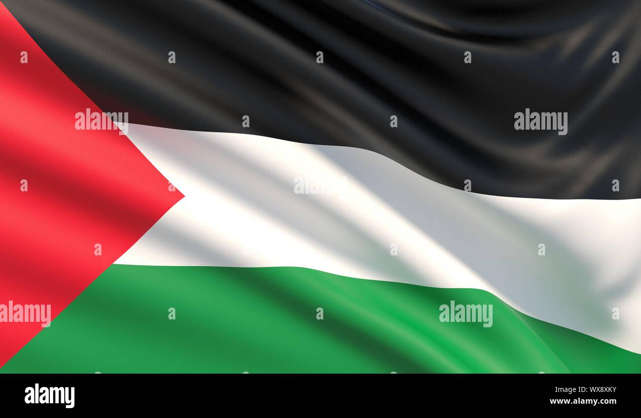 Flag of Palestine. Waved highly detailed fabric texture Stock Photo - Alamy