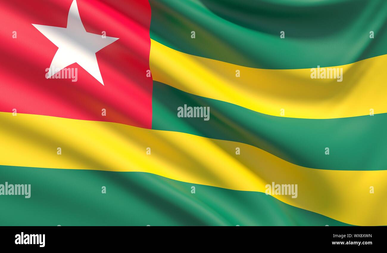 Flag of Togo. Waved highly detailed fabric texture Stock Photo - Alamy
