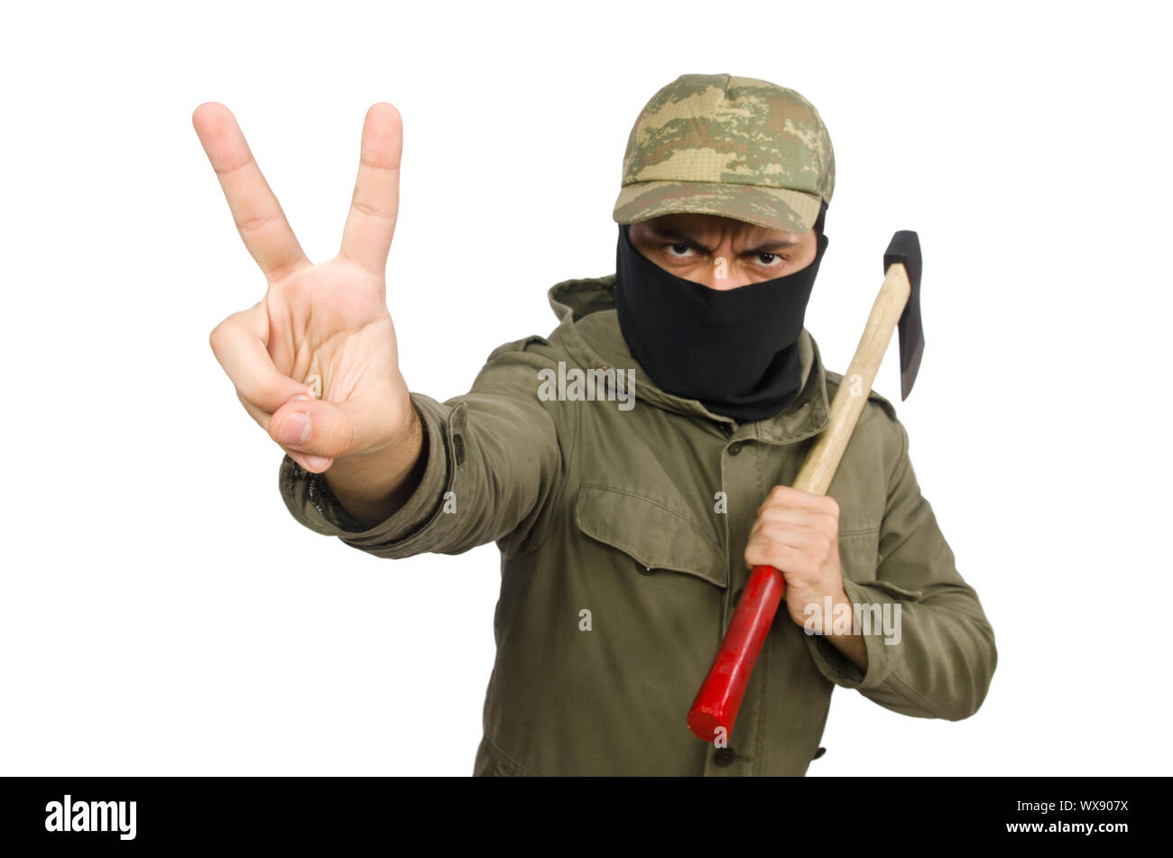 Criminal wearing mask isolated on white Stock Photo - Alamy