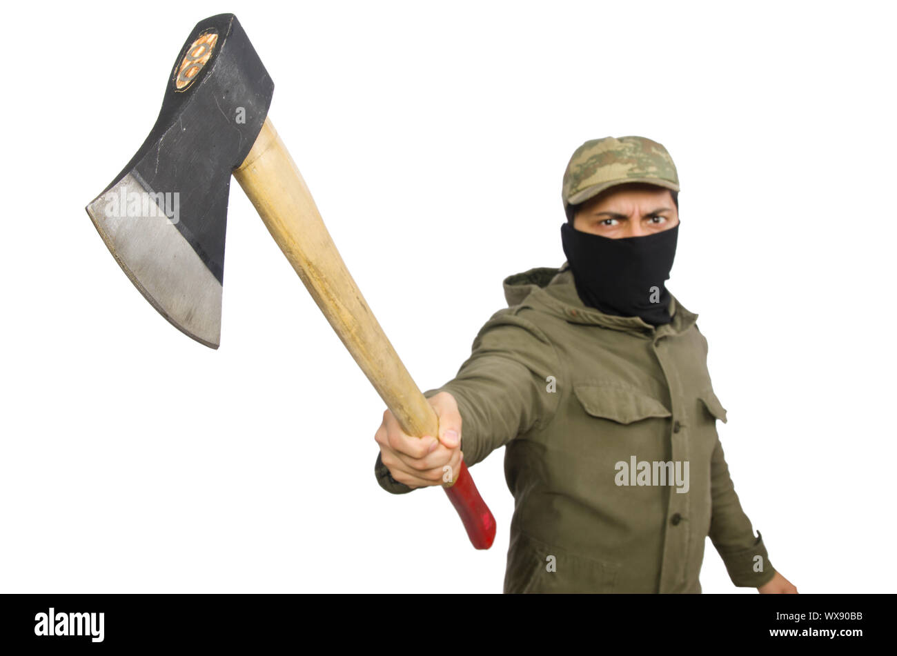 Criminal wearing mask isolated on white Stock Photo - Alamy