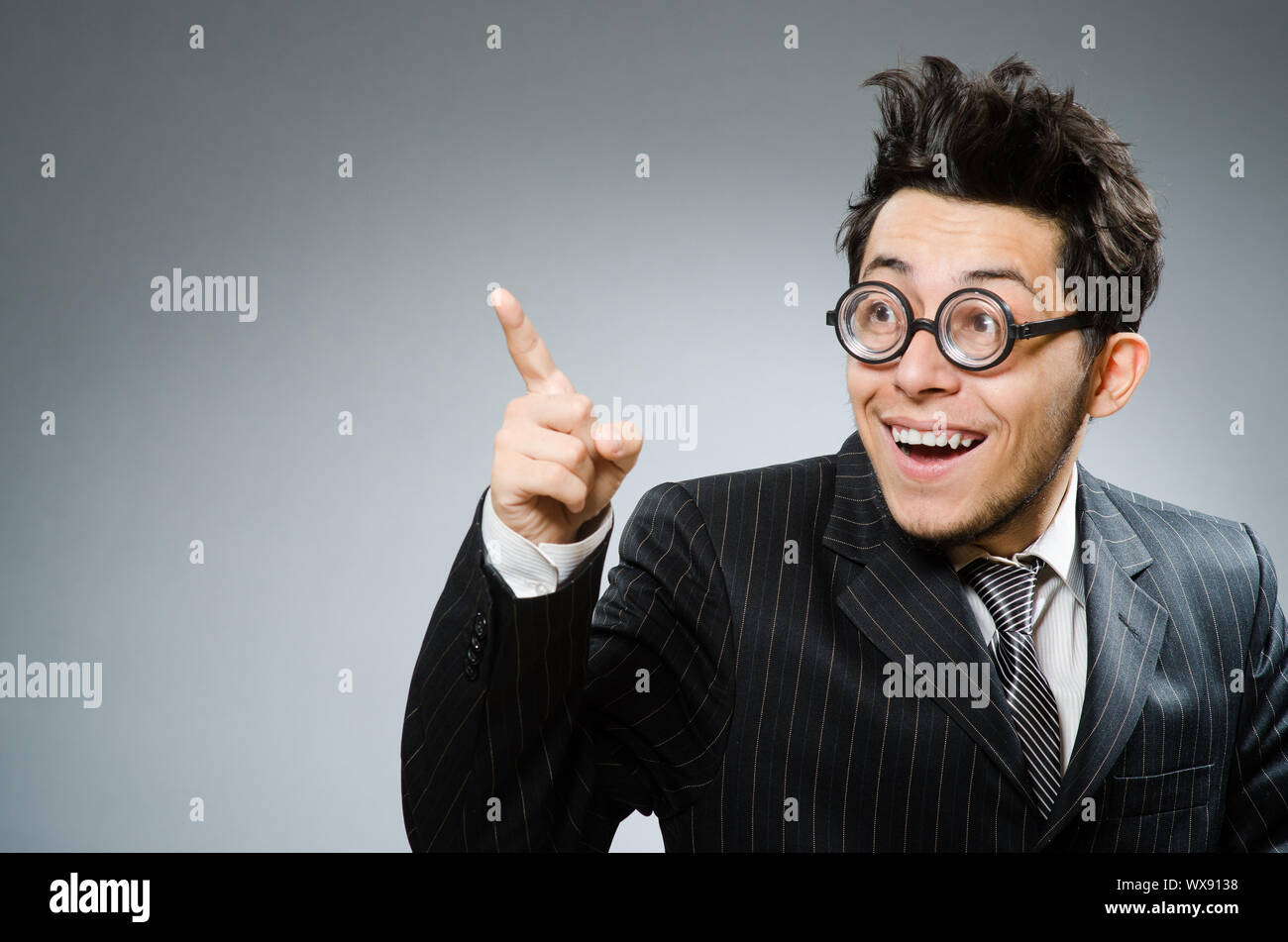 Excited nerd in eyeglasses hi-res stock photography and images - Alamy