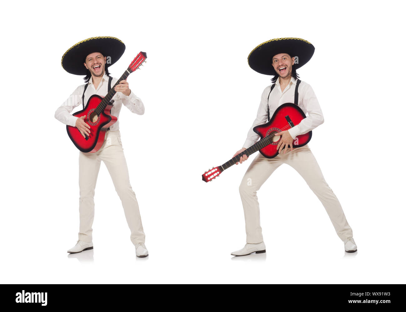 Mexican guitar player isolated on white Stock Photo - Alamy