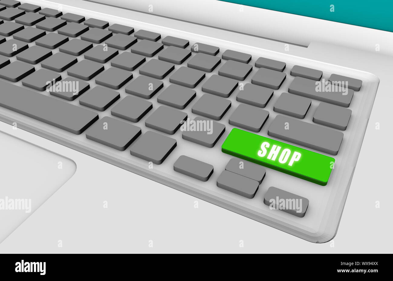 Easy Shopping with a Shop Keyboard Button Stock Photo - Alamy