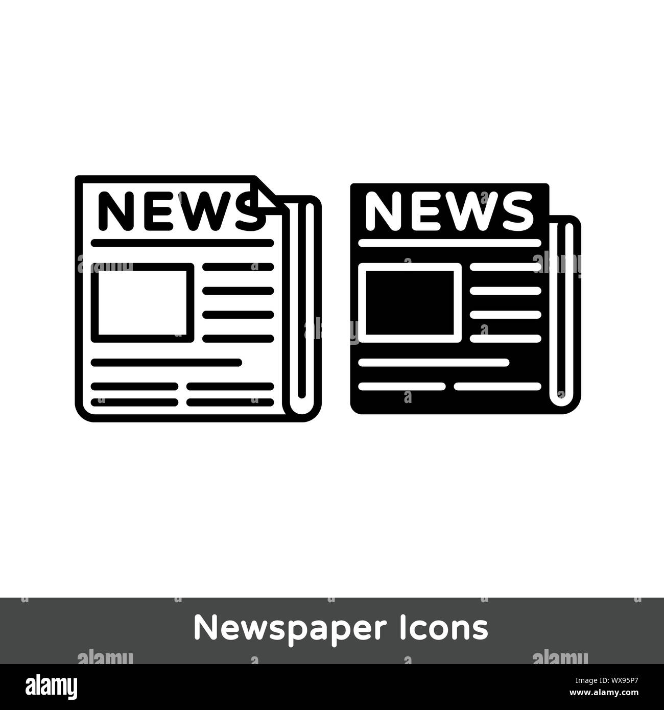 flat black newspaper vector icon Stock Photo - Alamy
