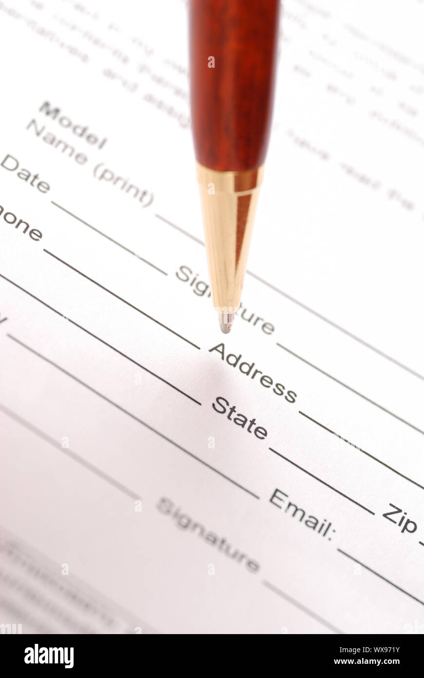 Pen & paper. Shallow depth of field Stock Photo - Alamy