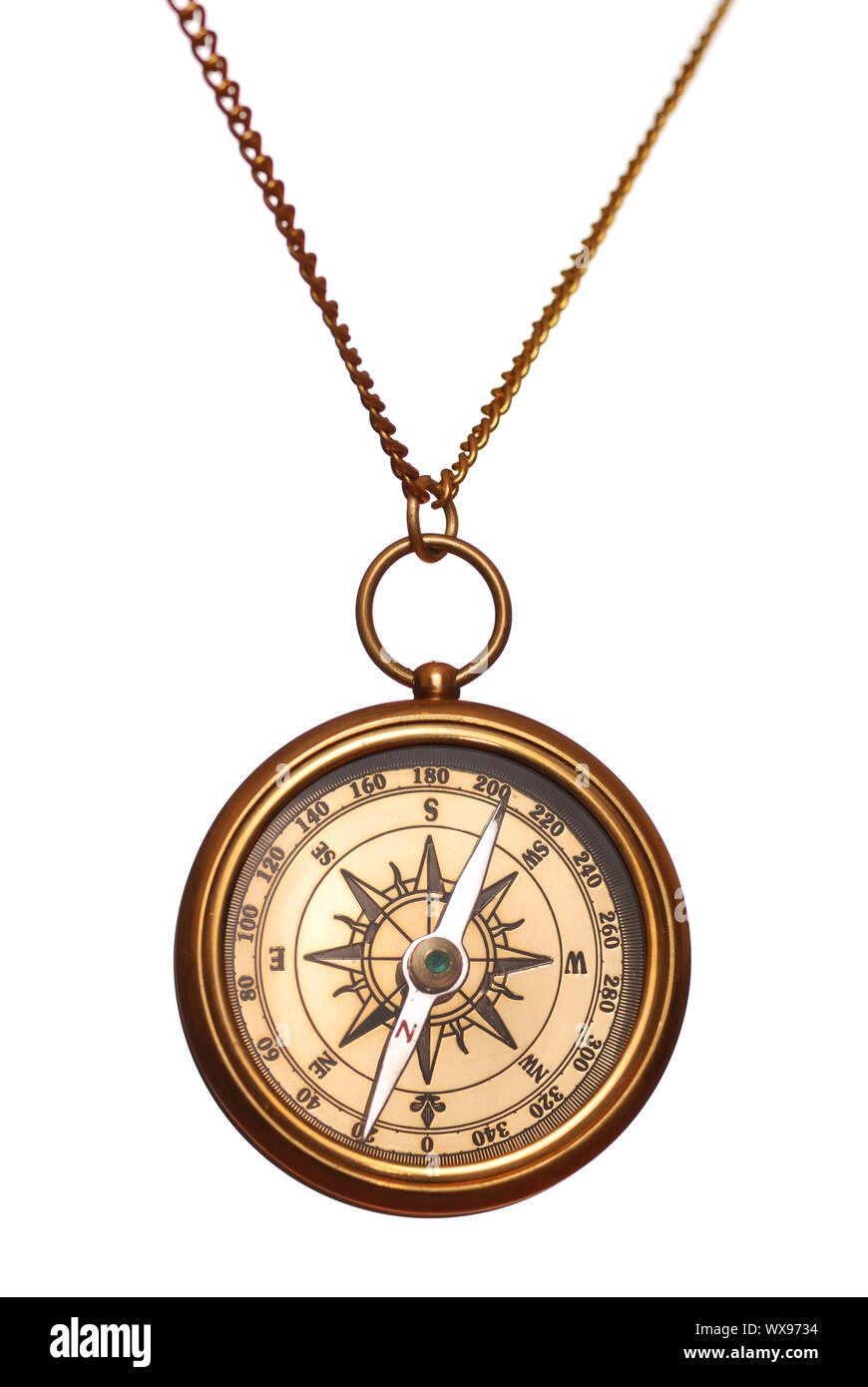 Antique brass compass isolated on white Stock Photo - Alamy
