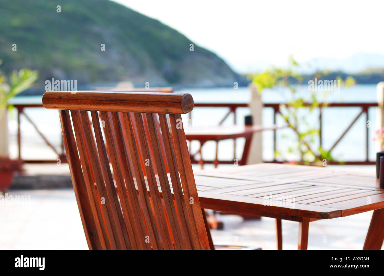 A patio and chairs in tropical resort Stock Photo - Alamy