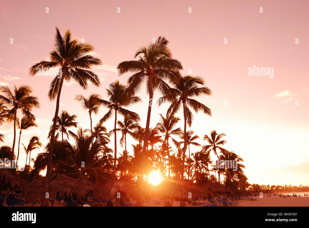 Beautiful caribbean beach sunset in Dominican Republic Stock Photo - Alamy