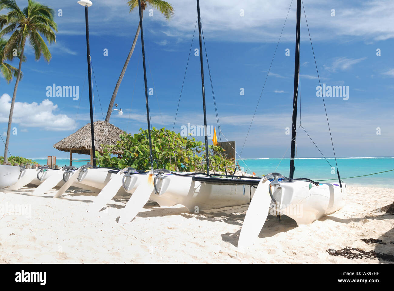 Yahts on caribbean beach in Dominican Republic Stock Photo - Alamy