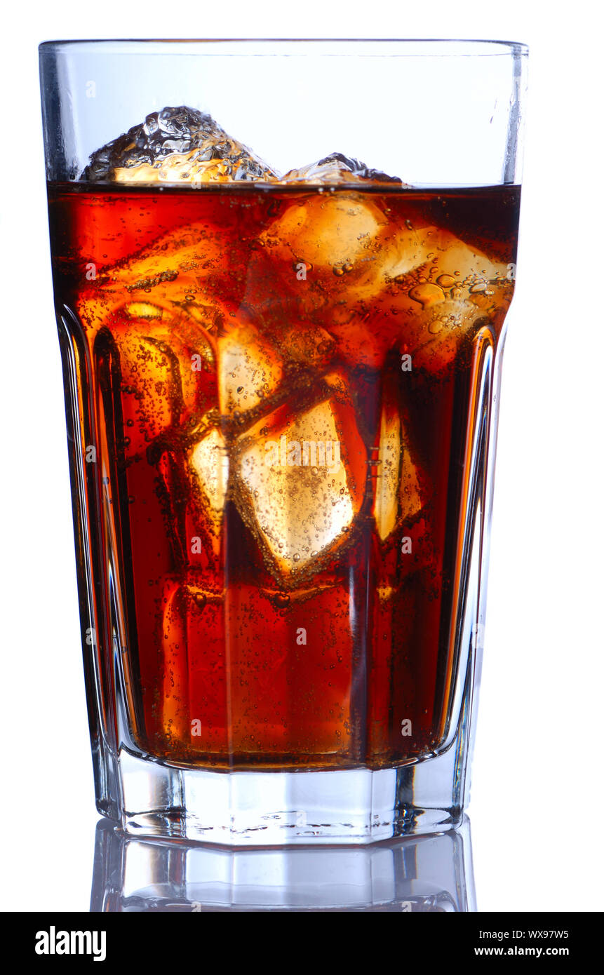 Glass with cola isolated on white Stock Photo - Alamy