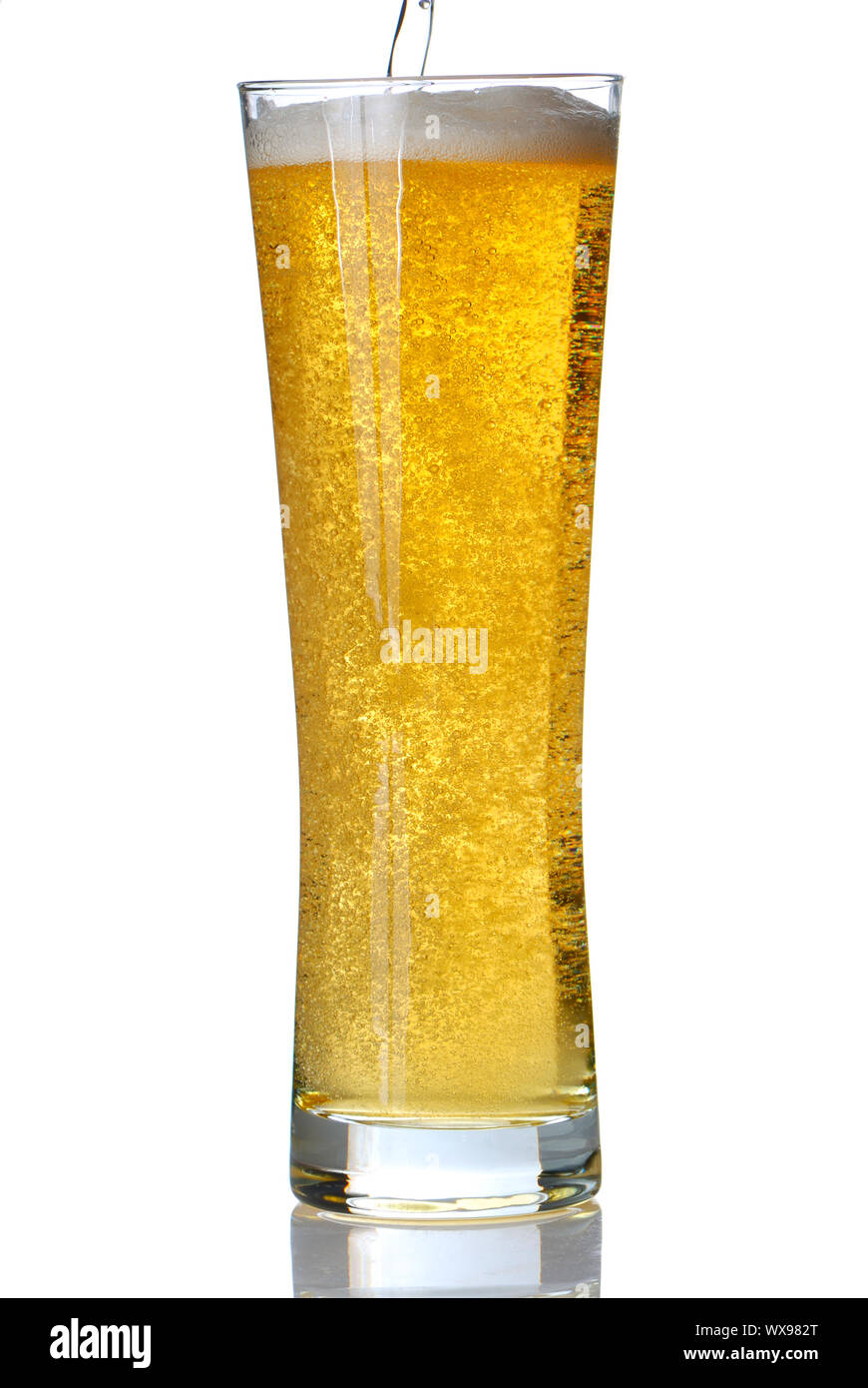 Beer mug isolated on white. Pouring beer in it Stock Photo - Alamy