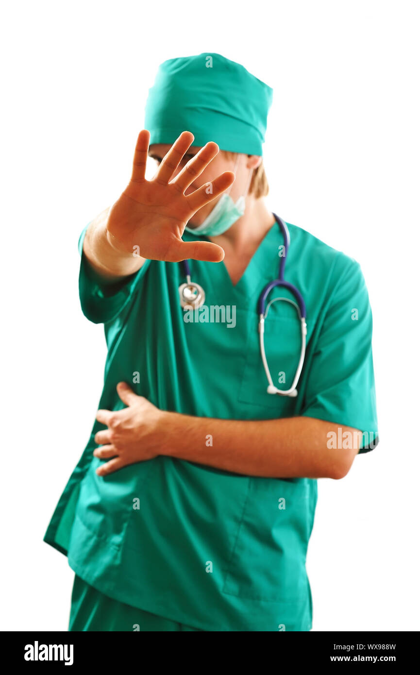 Doctor says "NO". White background Stock Photo - Alamy