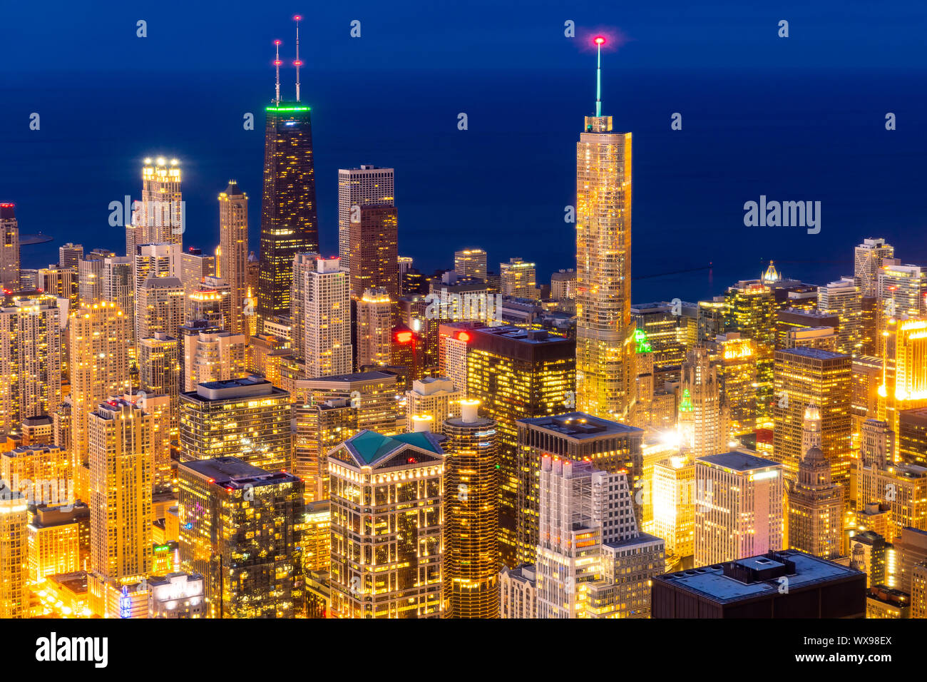 Aerial sunset illuminated view willis hi-res stock photography and ...