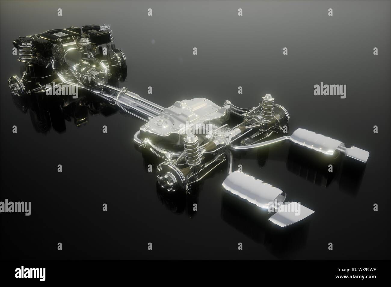 engine and other parts visible in car Stock Photo - Alamy