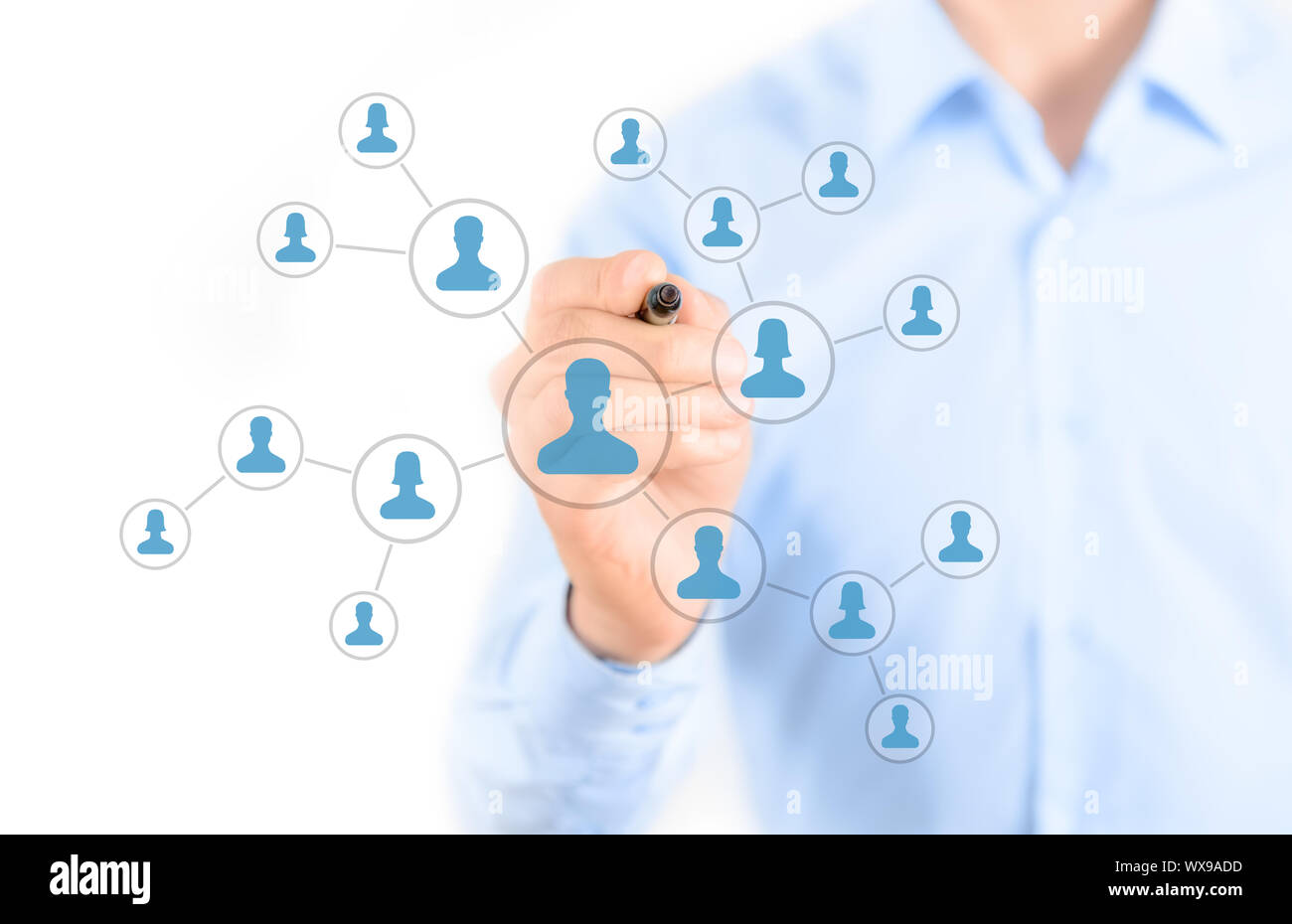 Businessman drawing social network connection concept Stock Photo - Alamy