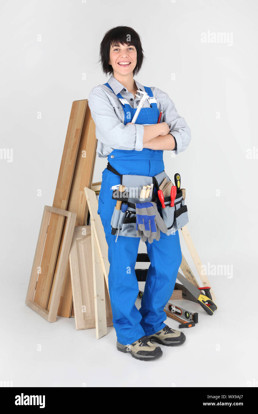 Female woodworker with tools Stock Photo - Alamy