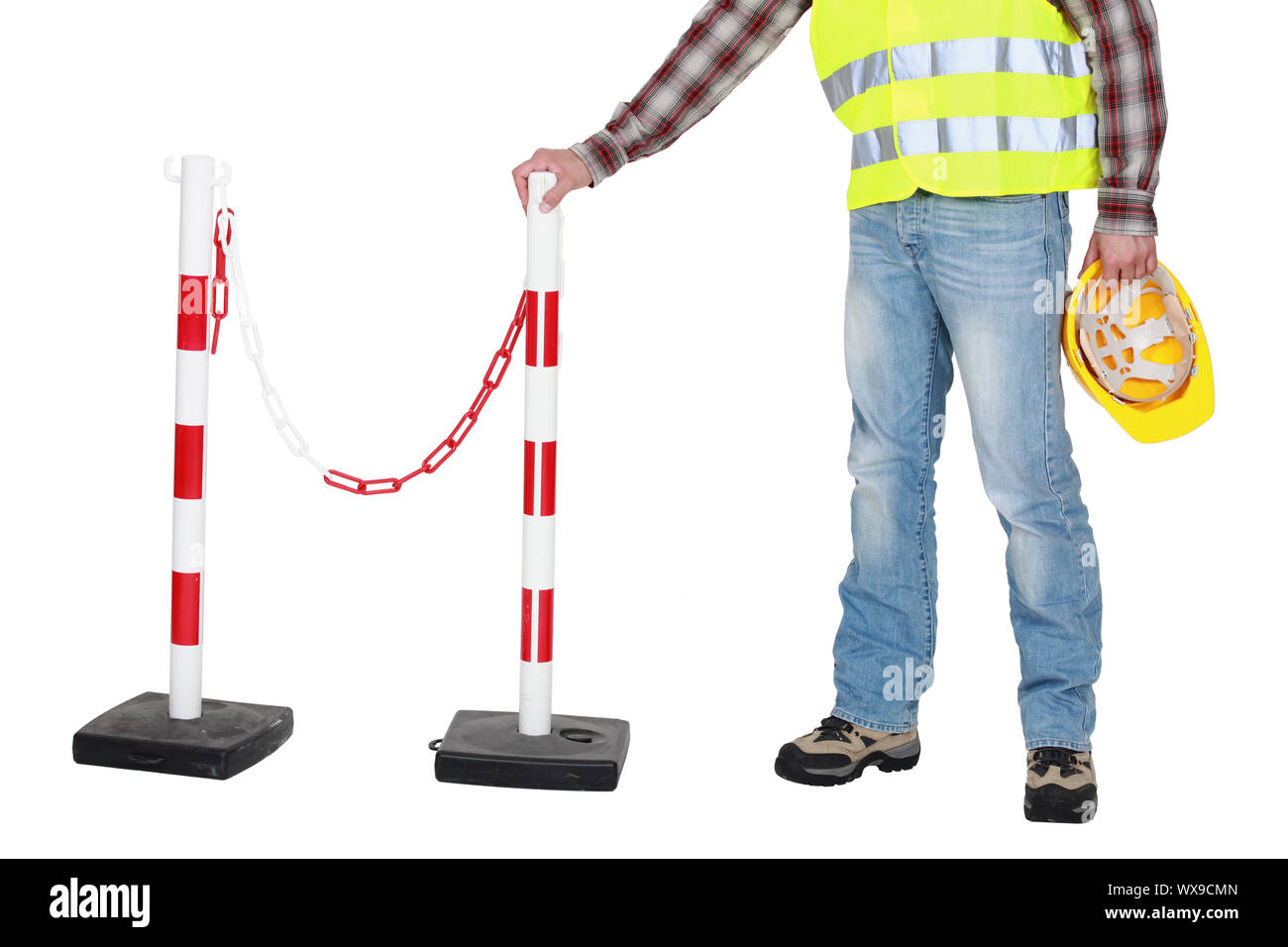 craftsman setting a barrier Stock Photo - Alamy