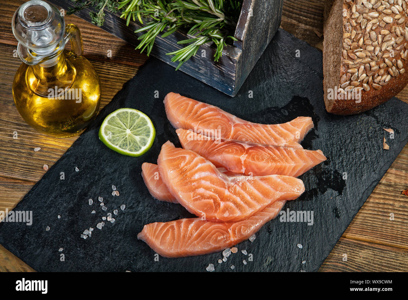 Red Fish And Oil Stock Photo - Alamy