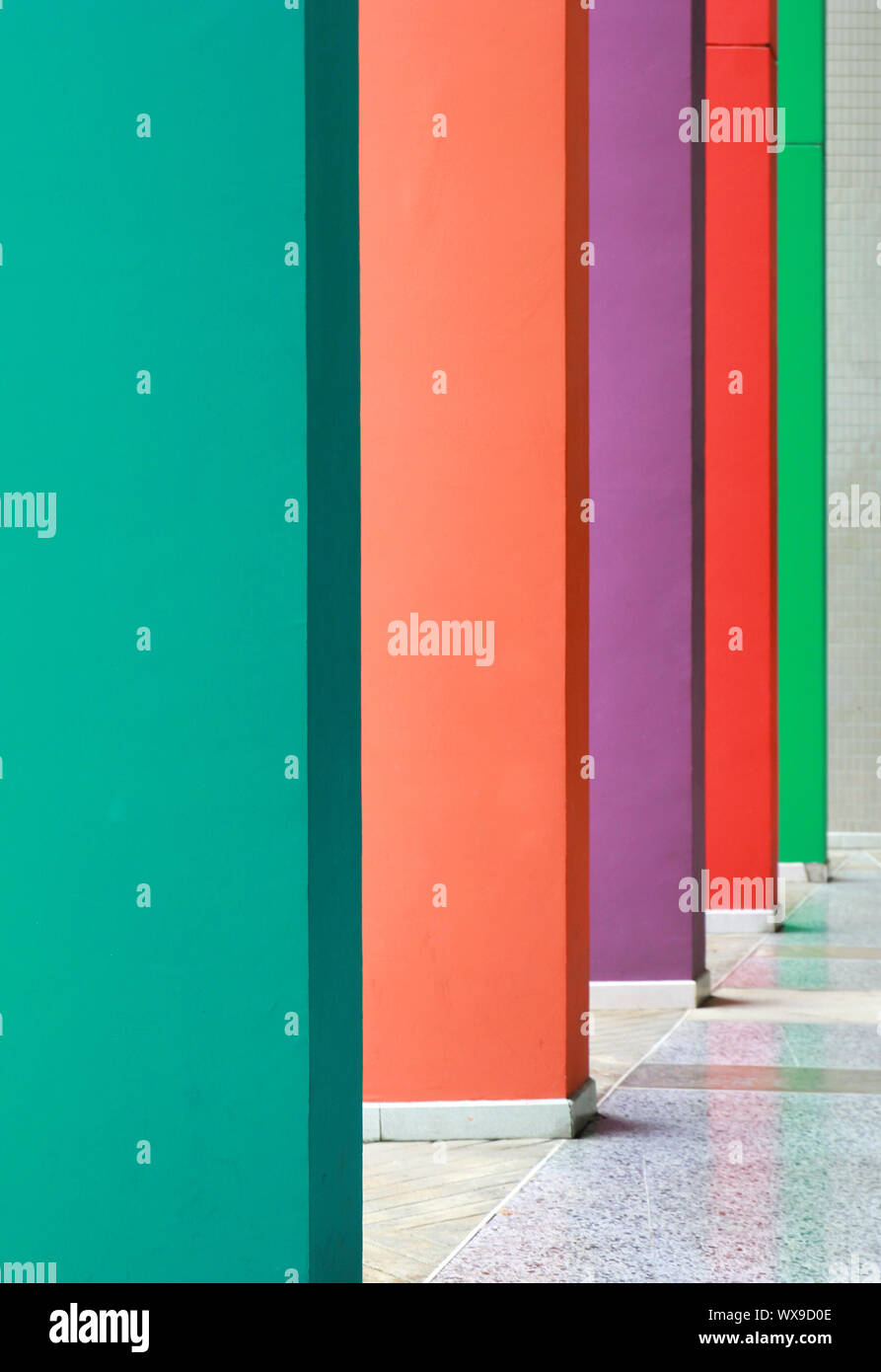 Colorful hallway with different color wall Stock Photo - Alamy