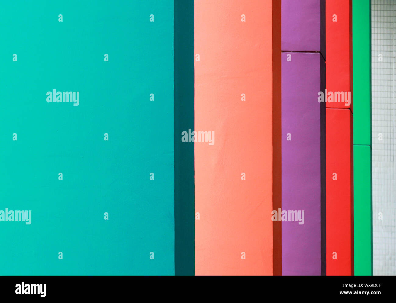 Colorful hallway with different color wall Stock Photo - Alamy