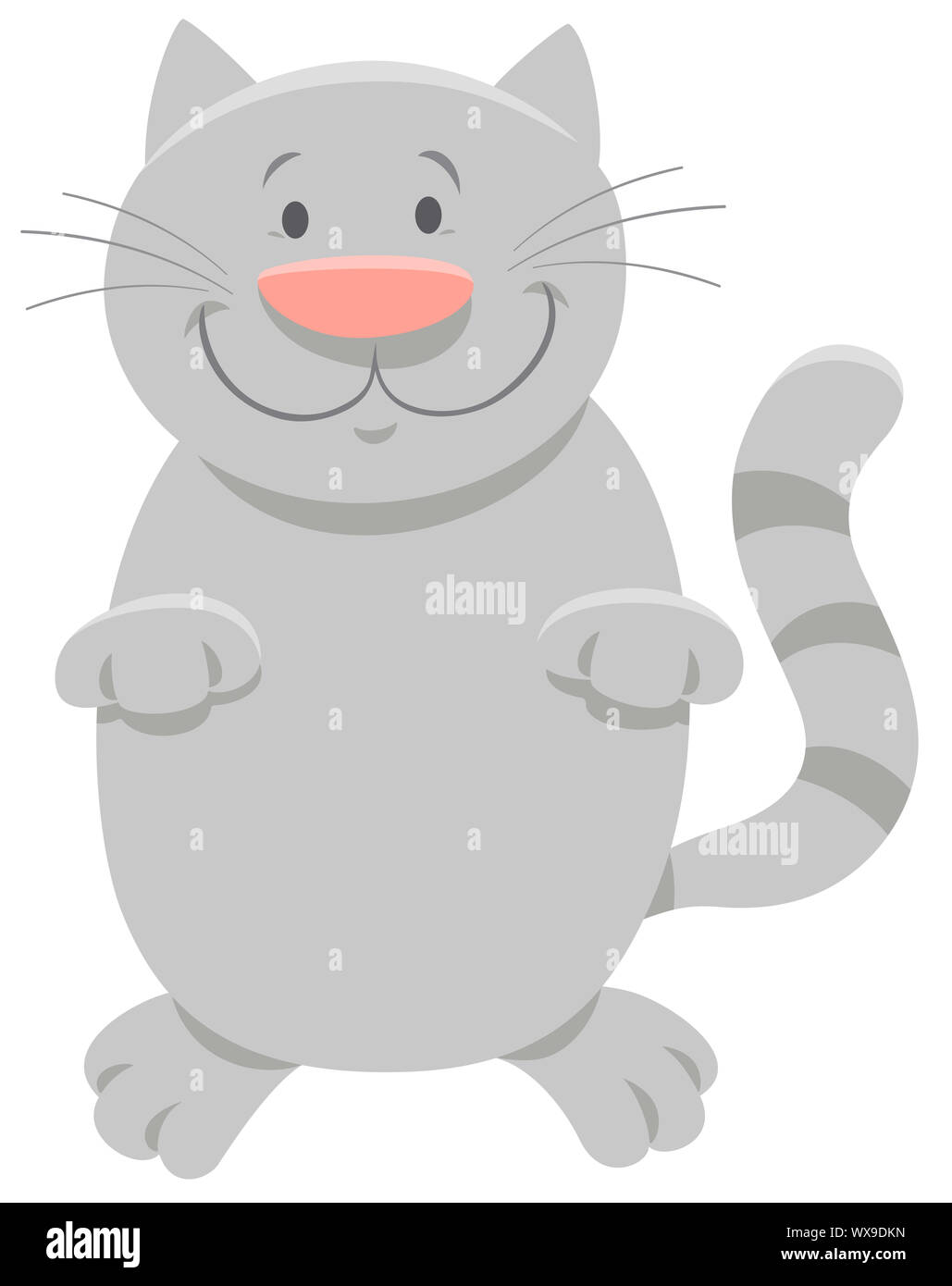happy gray cat cartoon animal character Stock Photo - Alamy