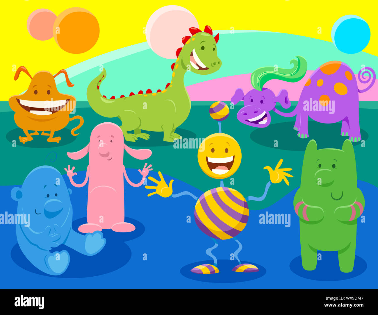 Cartoon Funny Fantasy Characters group Stock Photo - Alamy