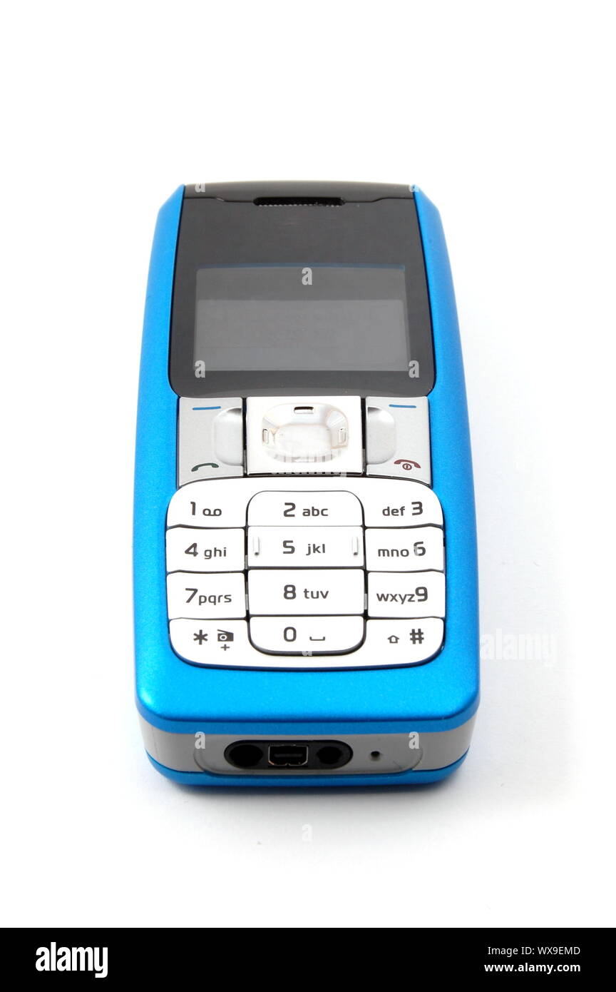 blue cell phone isolated on white background Stock Photo - Alamy