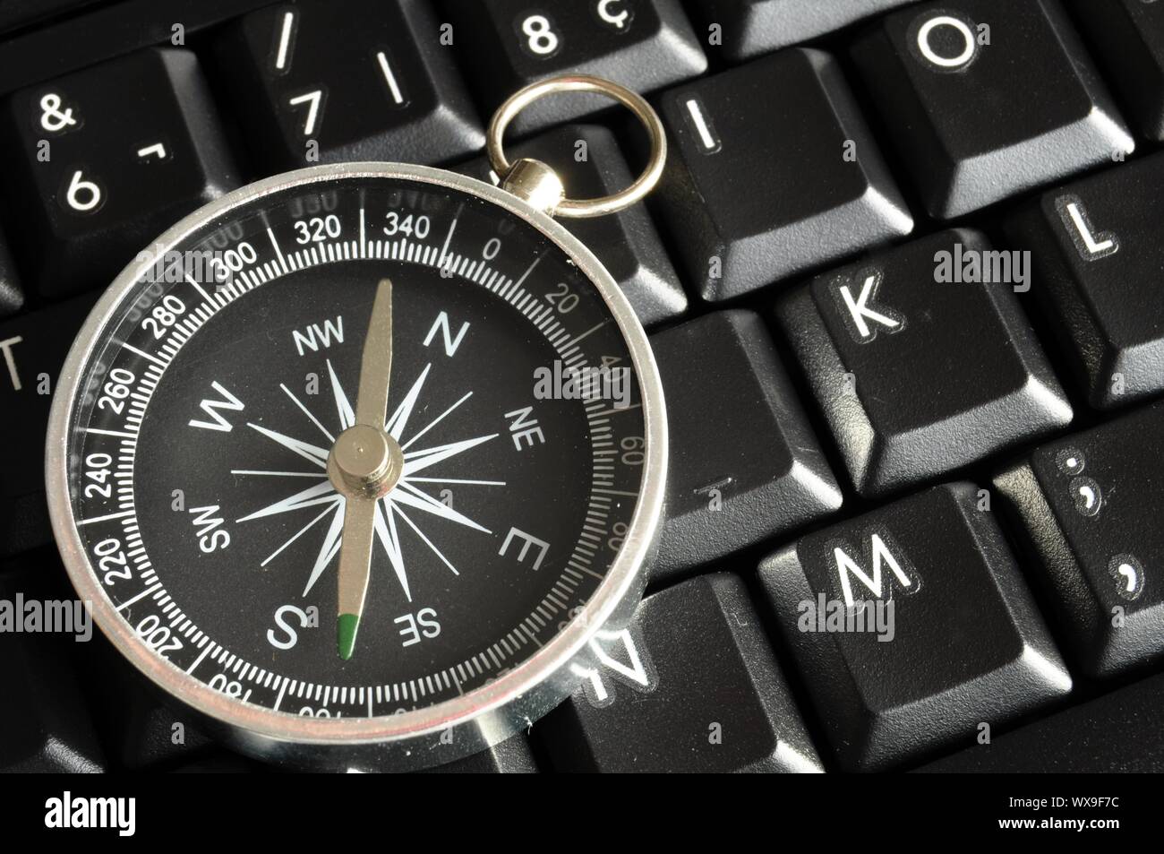internet or online concept with computer keyboard and compass Stock ...