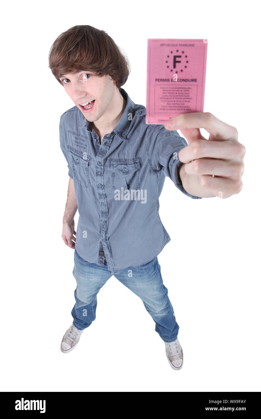 Teenage boy with driving license Stock Photo - Alamy