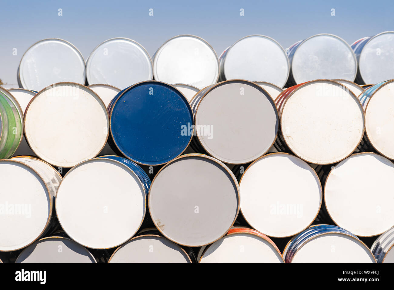 Metal Oil barrels Stock Photo - Alamy