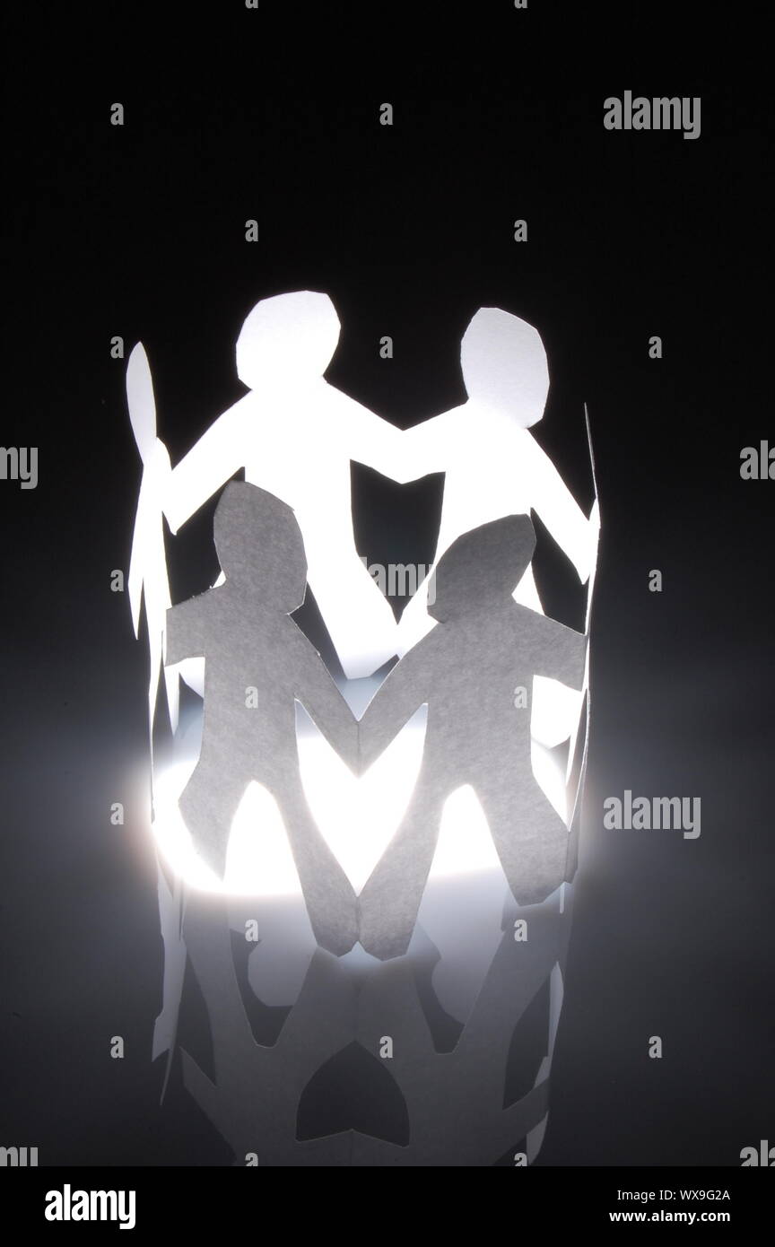 paper man showing teamwork help love and social networking Stock Photo ...