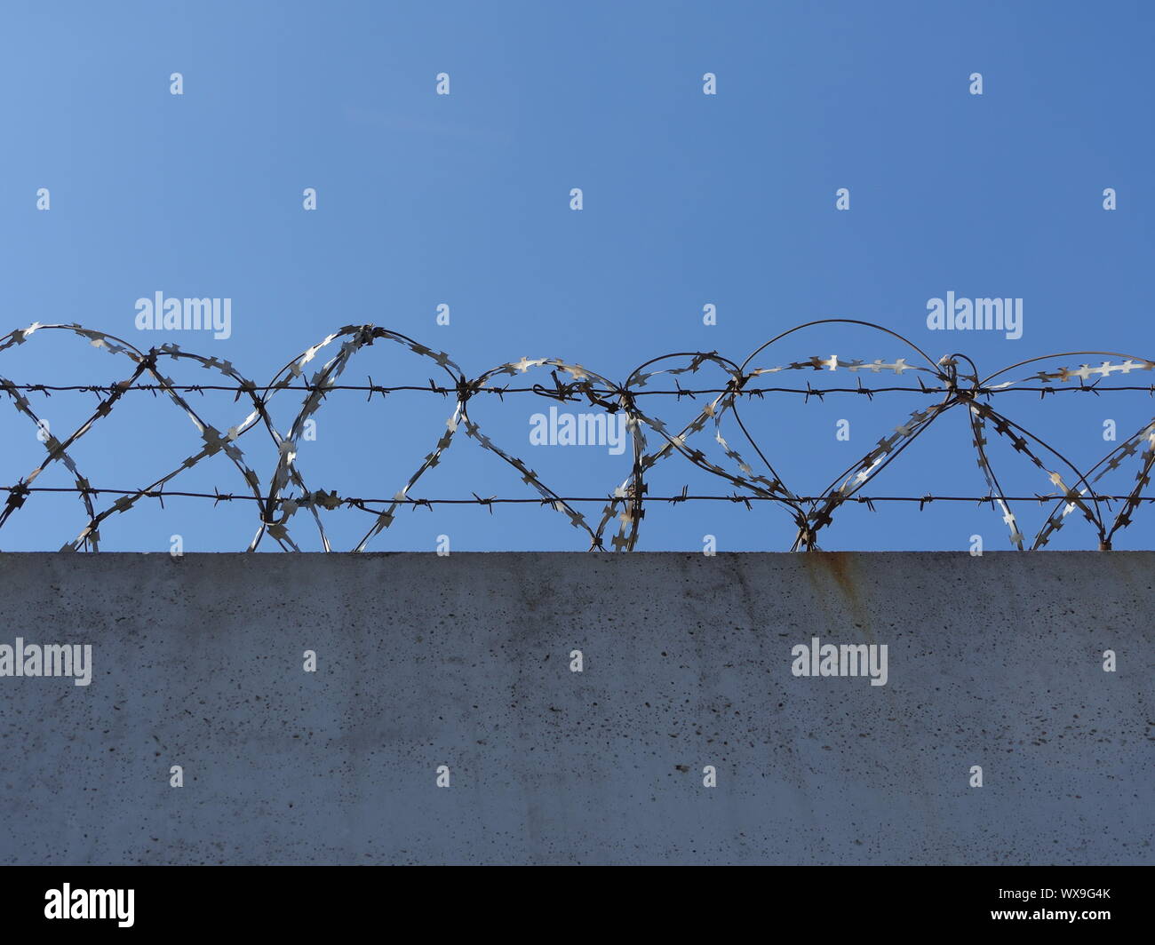 concrete wall with barbed wire Stock Photo - Alamy