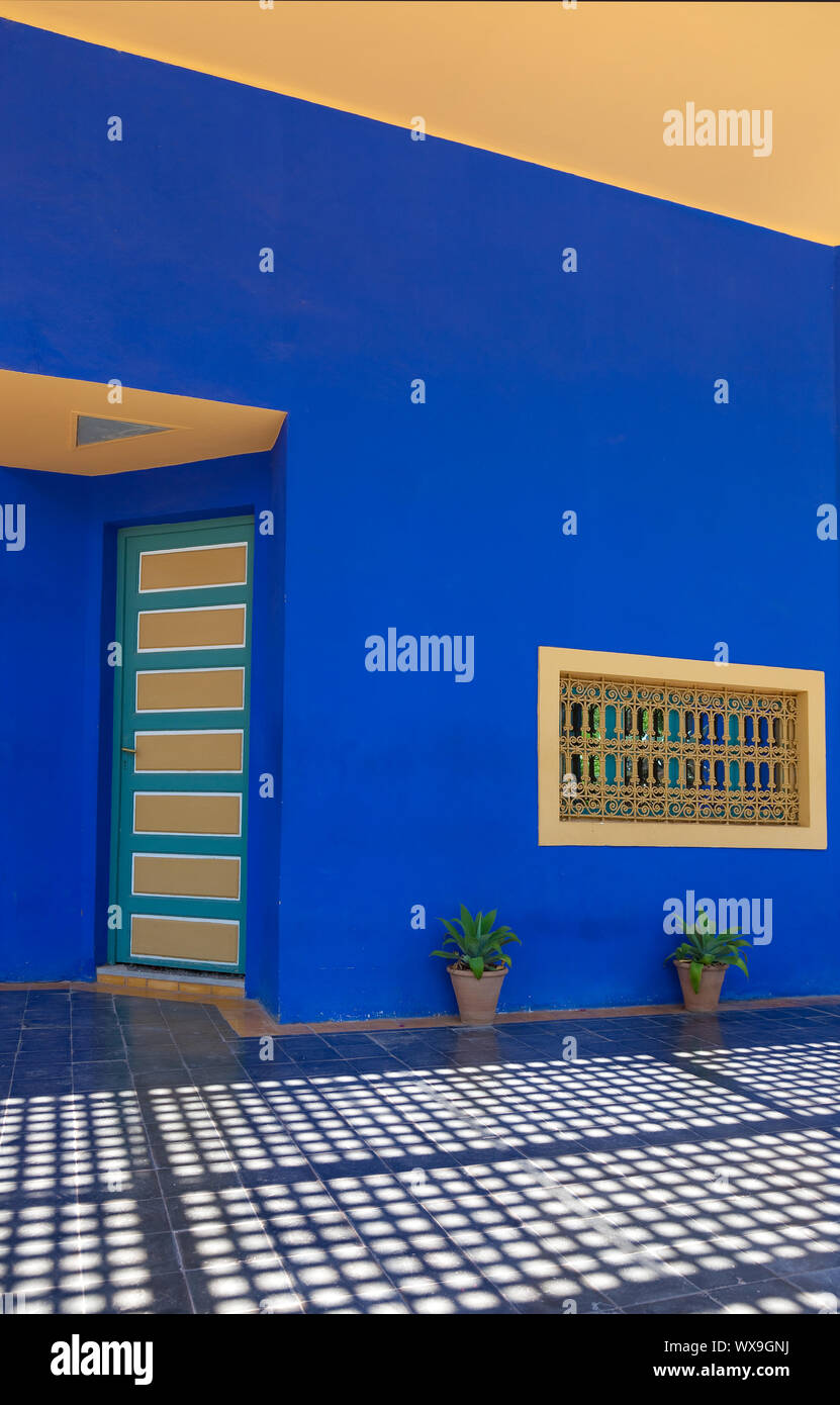 bright color facade house in Morocco. Marrakesh Stock Photo - Alamy
