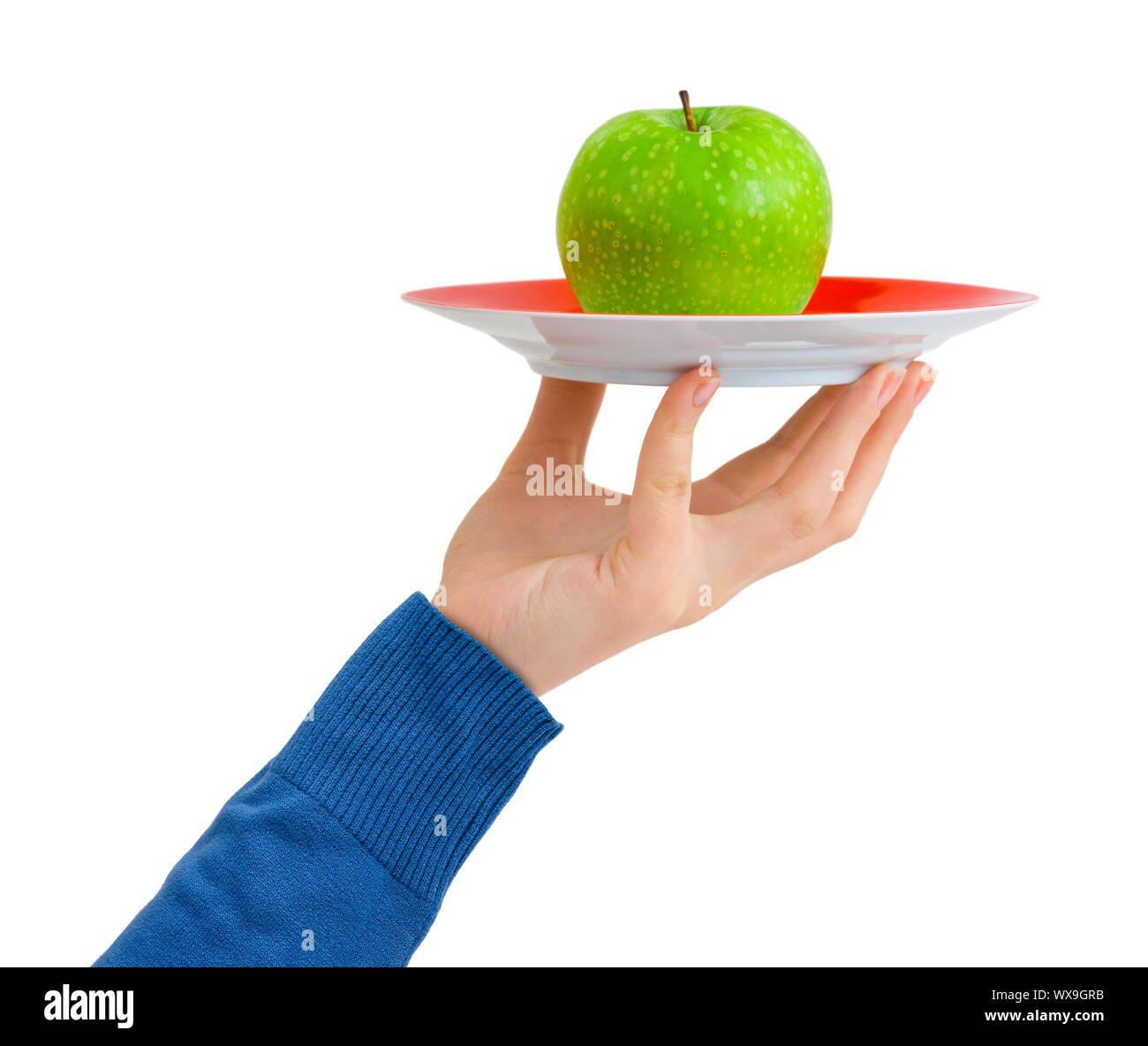 Hand with apple Stock Photo - Alamy