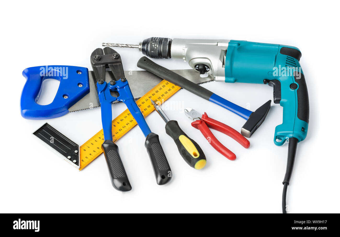 Different construction tools Stock Photo - Alamy