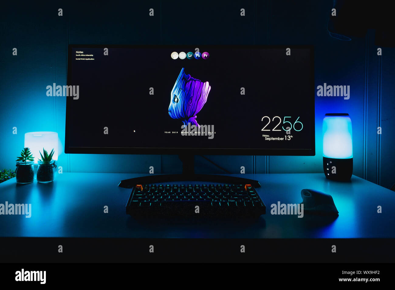 Cool Minimalistic Wireless Desk Setup Stock Photo - Alamy