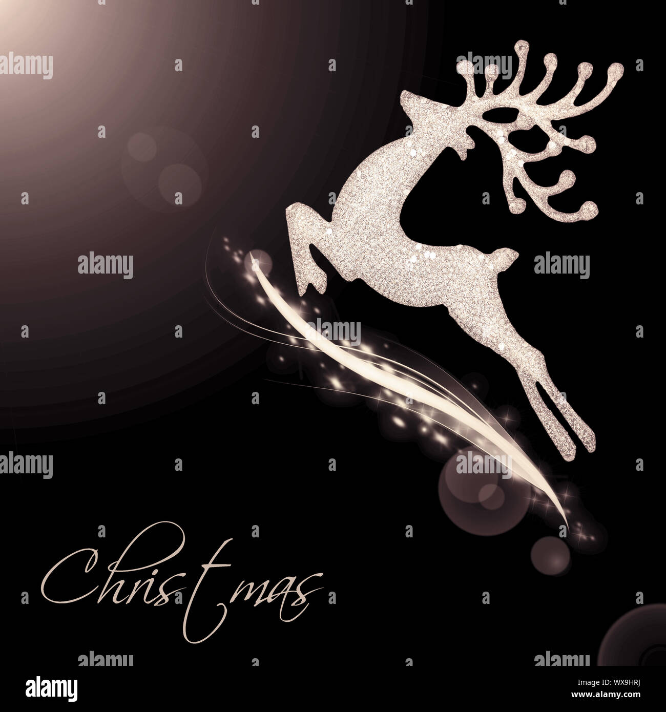 Flying santas reindeer black hi-res stock photography and images - Alamy