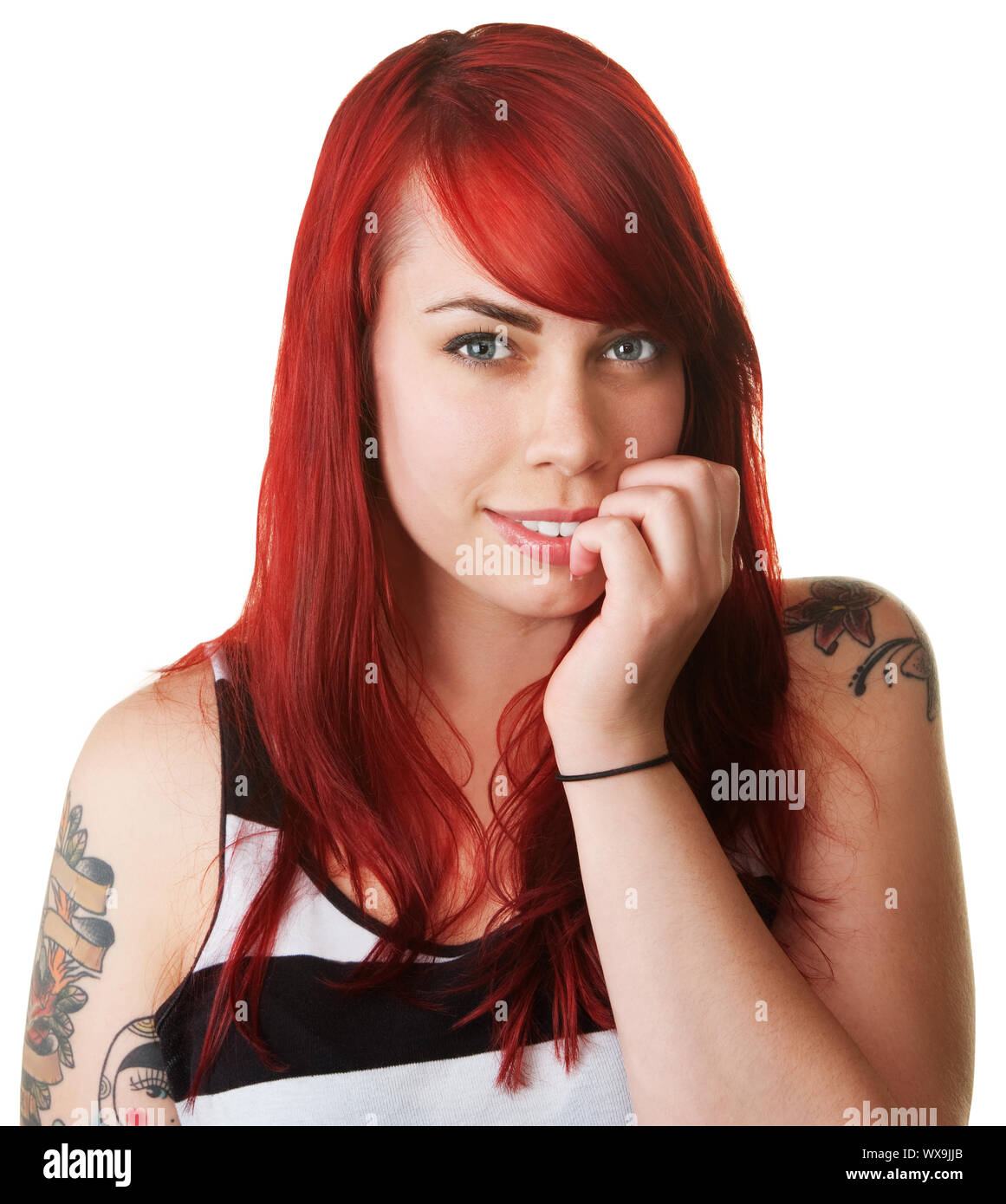 Woman coy shy expression hi-res stock photography and images - Alamy