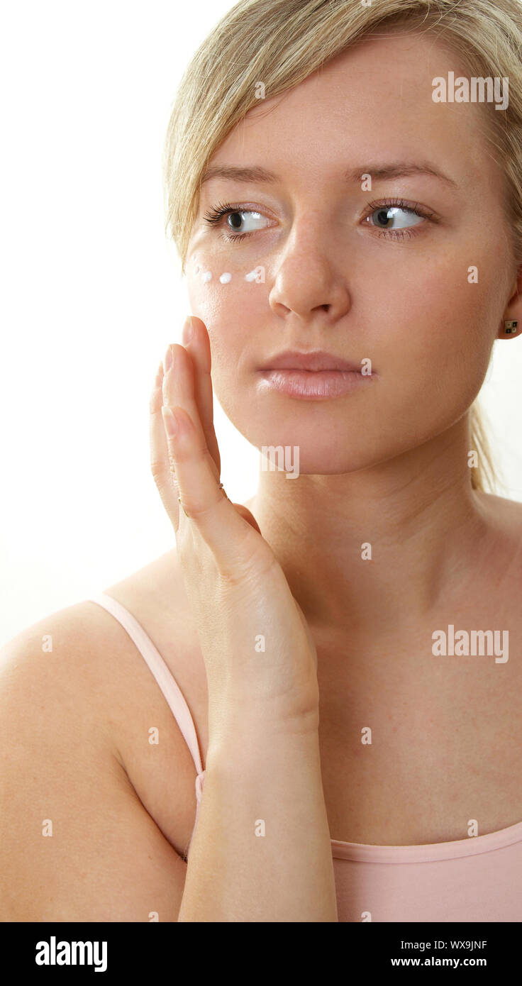 cream on face Stock Photo - Alamy