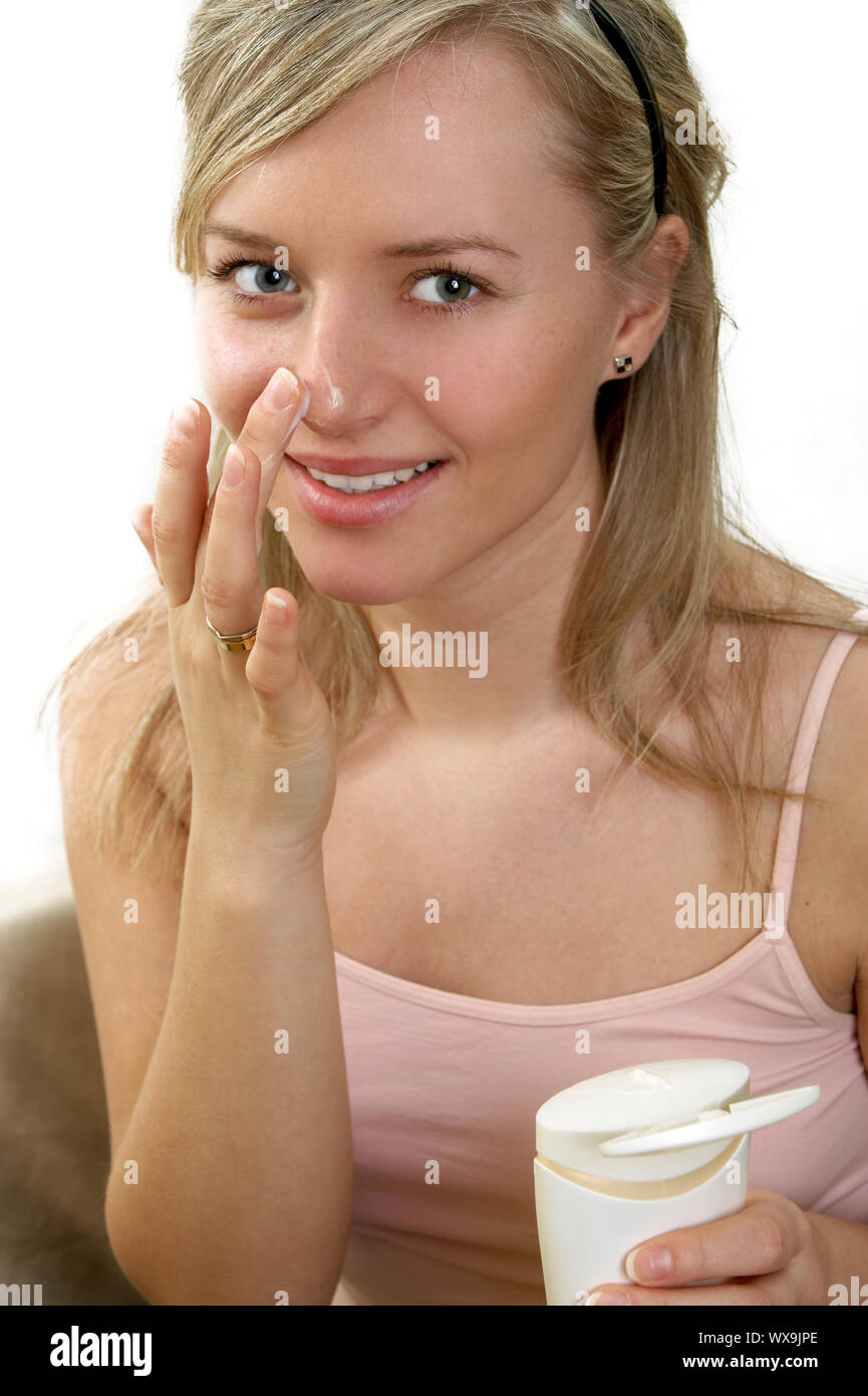 cream on face Stock Photo - Alamy