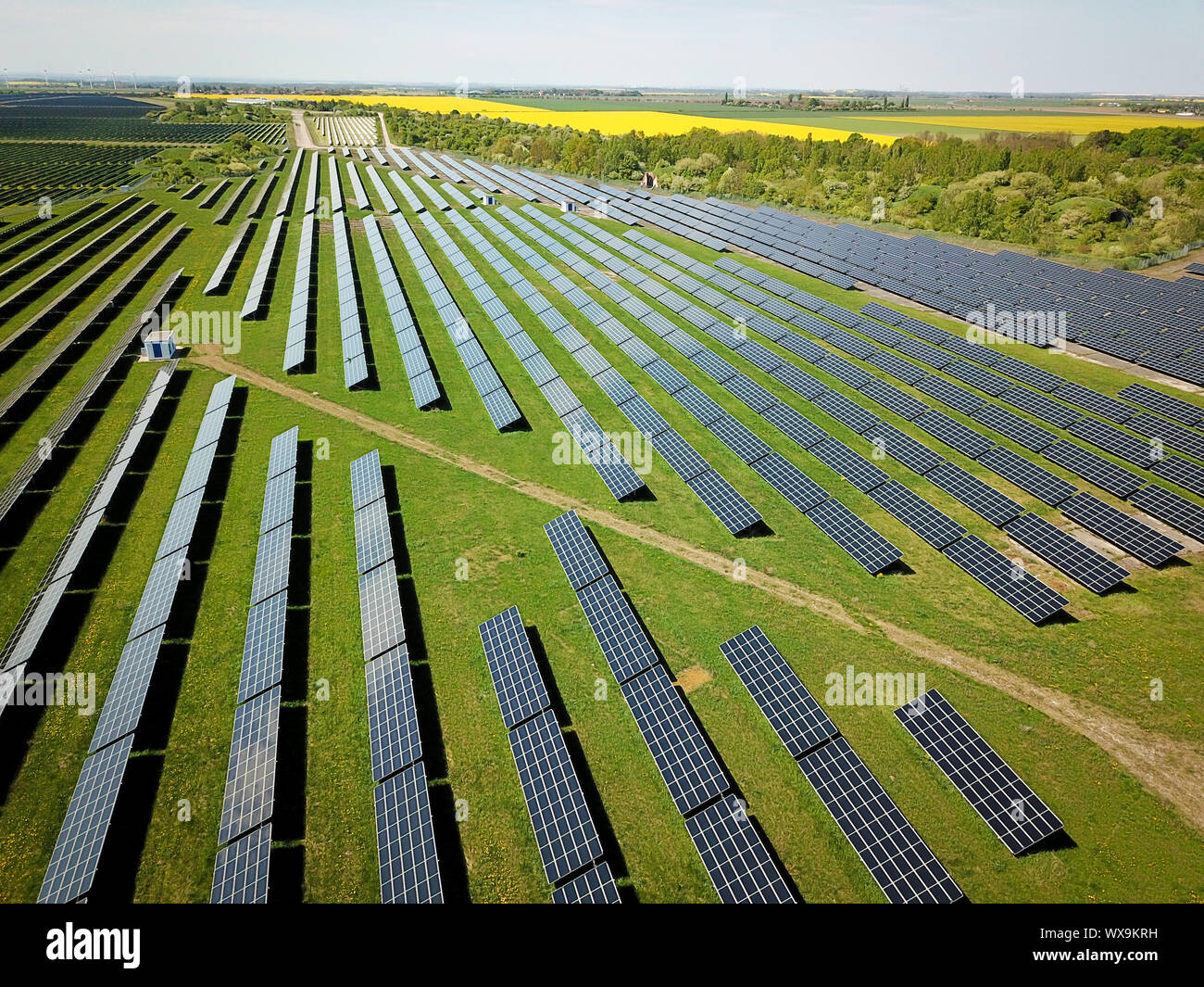Renewable energy with solar modules in the sunshine Stock Photo - Alamy